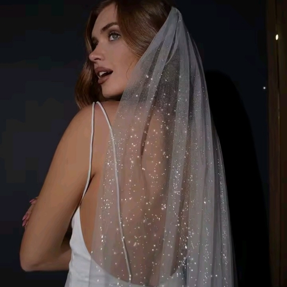 Preppy Junction Bridal | Accessories | Bridal Gold Glittering Veil ...